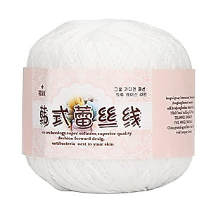 PESUMA Cotton Crochet Thread, Washable Lace Thread, Anti-Pilling Cotton Yarn for Knitting, DIY Crafts, and Lace Weight Projects, Comfortable Yarn for Crochet Hats and Weaving, White