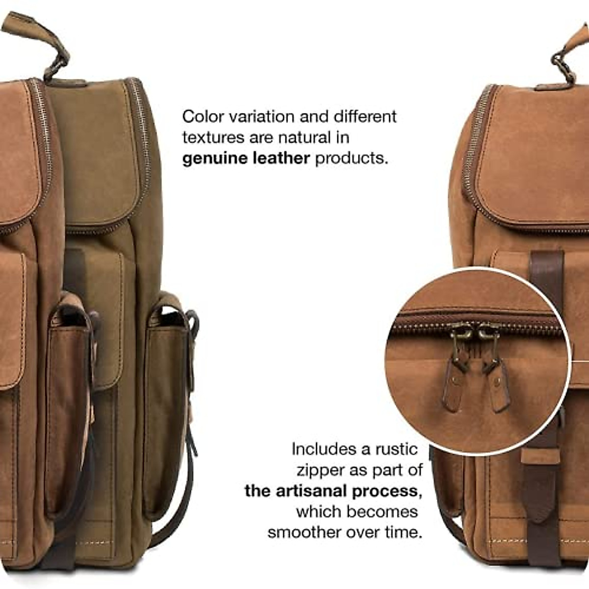 VELEZ Top Grain Leather Backpack for Men + Weekender Bag with Shoe Compartment