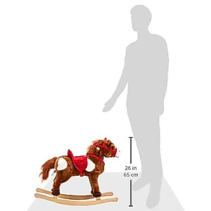 Animal Adventure | Real Wood Ride-On Plush Rocker | Chestnut Horse | Perfect for Ages 3+, 28" x 12" x 22"