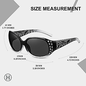 HAOLOTA Polarized Sunglasses for Women, Rhinestone Wrap Around Sunglasses with UV400 Protection