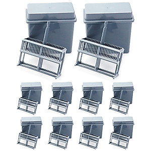QWORK Microscope Slides Staining Jar and Rack, 10 Pack 24-Slots, Grey