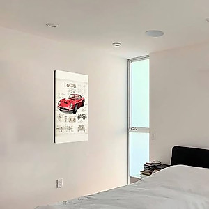 Car Poster Ferrari F40 Supercar Posters Racing Car Canvas Wall Art For Boy's Bedroom SuperCar Wall Decor Frame-style 12x18inch(30x45cm)