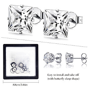 LEBOCADO 12 Pairs Earrings for Men, Stainless Steel Black Stud Earrings Hoop Earrings Set for Women, Black and Sliver Ear Studs (12 Pairs Set)