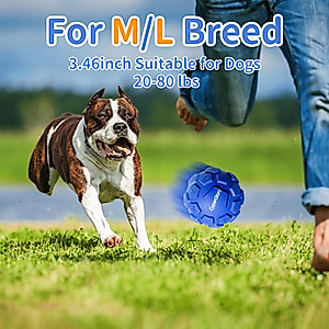 Tough Durable Dog Balls-Indestructible Dog Toy with Squeaker,Dog Balls for Aggressive Chewers,Interactive Dog Toys for Dog Relieves Anxiety and Clean Teeth,Natural Rubber Dog Toy for Large/Medium Dogs