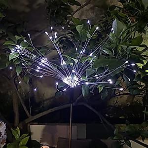 JJGoo Solar Garden Lights Solar Firework Lights, 2 Pack 120 LEDs 2 Lighting Modes Solar Lights Outdoor Waterproof for Garden Patio Walkway Pathway Party Wedding Decorative - Cool White