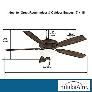 MINKA-AIRE F552L-ORB Watt 60 Inch LED Energy Star Rated Ceiling Fan with DC Motor and 4 Speed Pull Chain in Oil Rubbed Bronze Finish