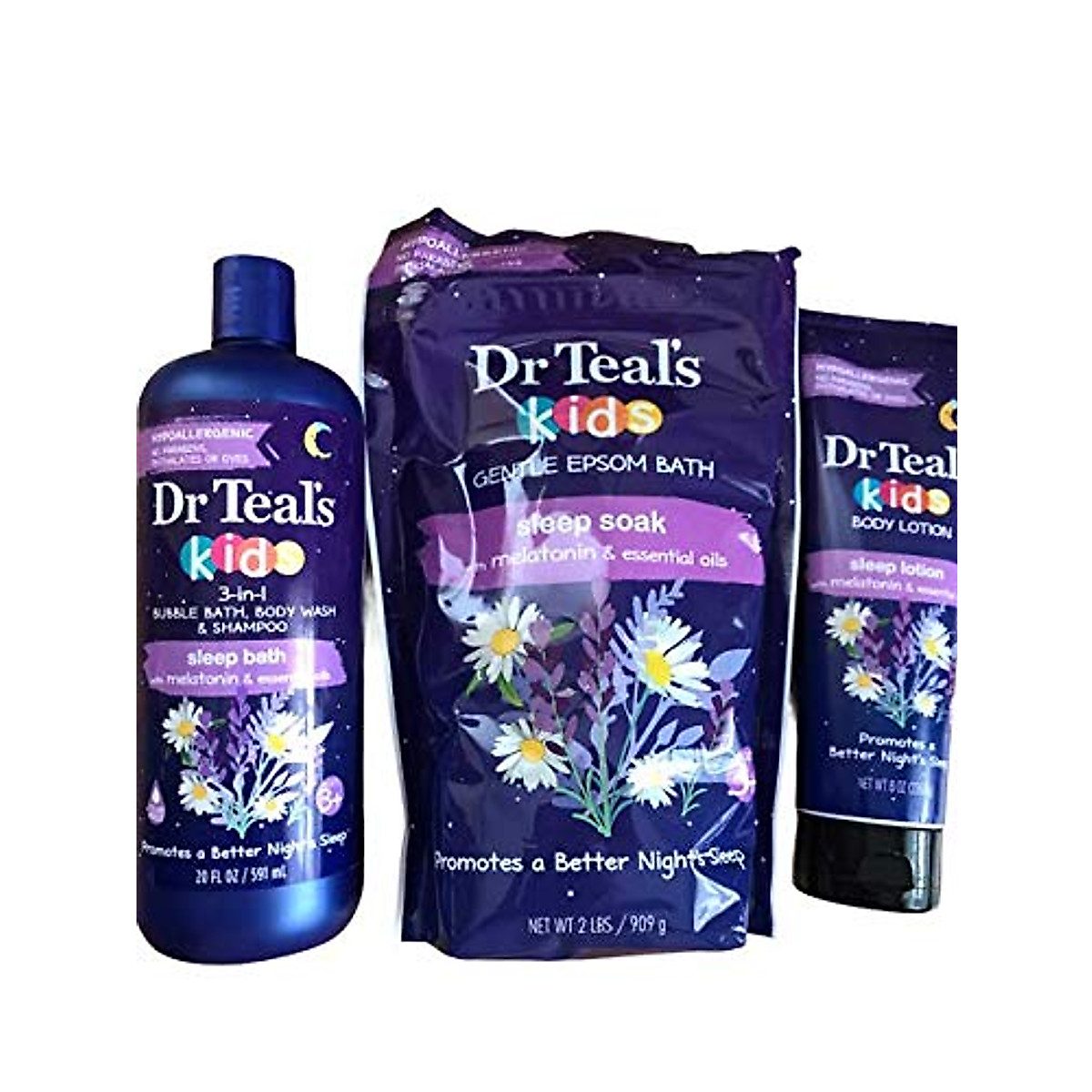 Dr Teal"s KIDS Sleep Bath, Sleep Soak, and Sleep Lotion with Melatonin and Essential OIls Bundle