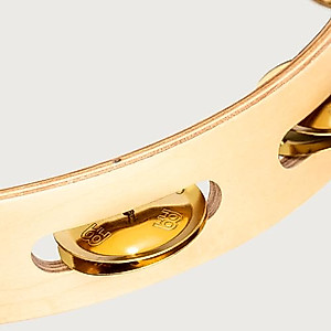 Meinl Percussion Artisan Edition Tambourine with Solid Brass Jingles, Single Row-NOT Made in CHINA-10 Maple Frame, 2-Year Warranty (AE-MTA1B)