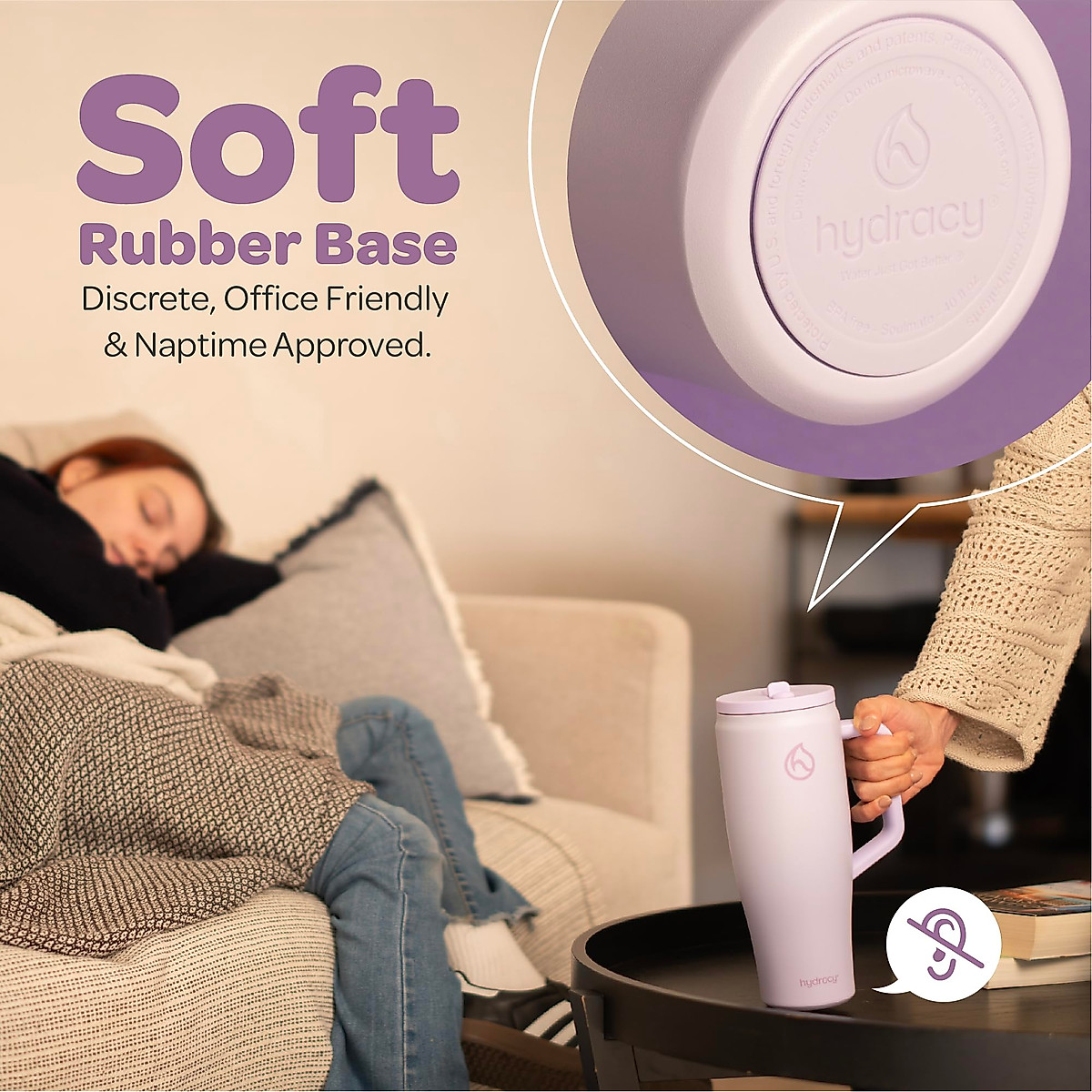 Hydracy Soulmate 40oz Tumbler with Handle and Flip Straw - 100% Leakproof Reusable Insulated Cup with Stainless Steel Straw - Cupholder Friendly Rubber Base Travel Mug - Gifts for Women & Men