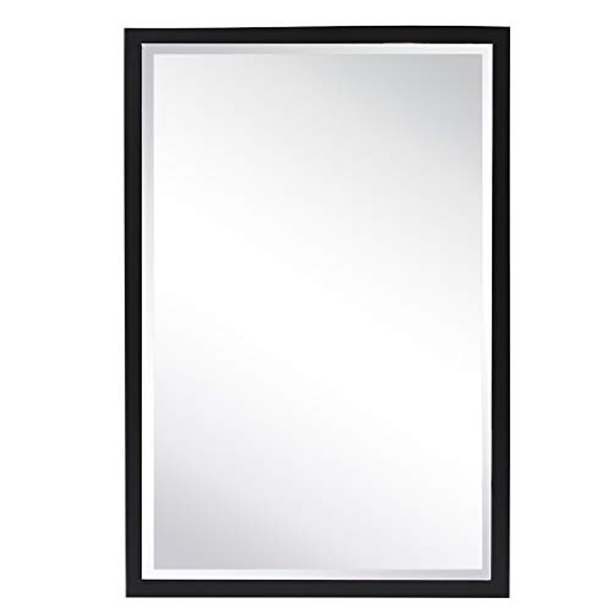 TEHOME Black Metal Framed Recessed Bathroom Medicine Cabinet with Mirror Rectangle Beveled Vanity Mirrors for Wall 16 x 24 inches