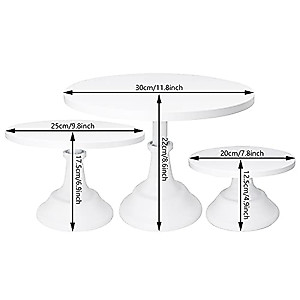 ATRDTO Set of 3 Pieces Cake Stands Iron Cake Holder Dessert Display Plate Serving Tray for Baby Shower Wedding Birthday Party (White)