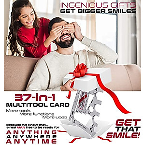37-in-1 Credit Card Tool Gift Set. EDC Silver Multitool Card with Multifunction Tools & Accessories. Perfect Stocking Stuffer Gifts for Men, Dads, Husbands, HandyMen, Do It & Yourselfers
