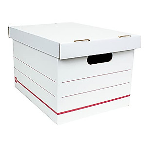 Office Depot® Brand Standard-Duty Corrugated Storage Boxes, Letter/Legal Size, 15" x 12" x 10", 60% Recycled, White/Red, Pack of 15