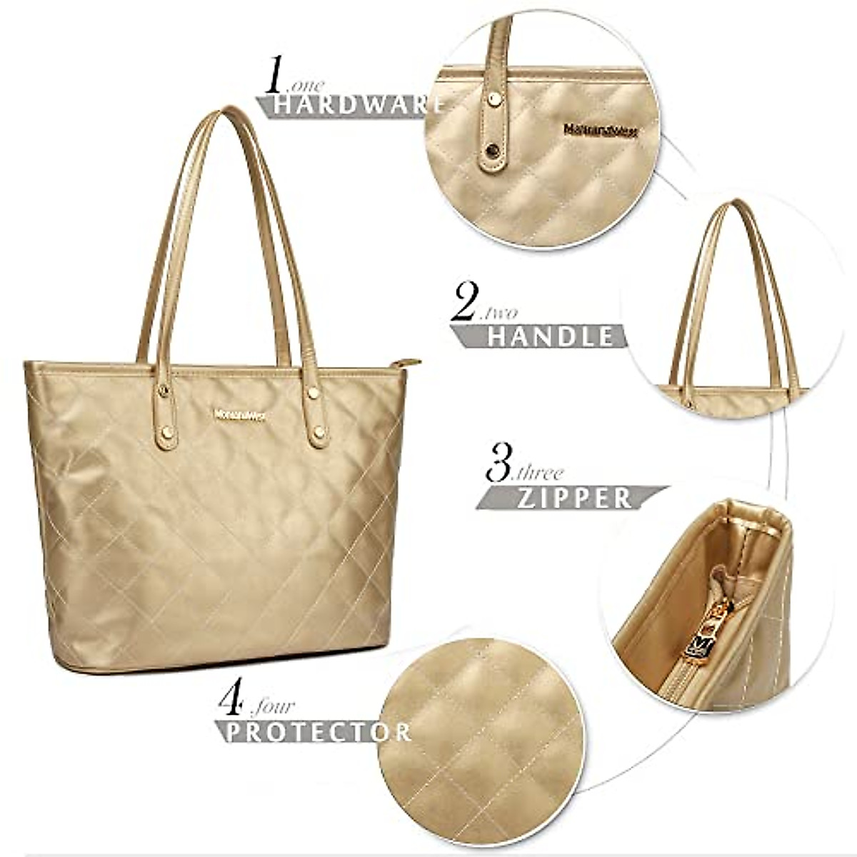 Montana West Quilted Handbag for Women Vegan Leather Tote Purse Shoulder Bag Large Fashion Satchel Hobo Purse MWC-084GD