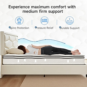 ONBRILL Queen Size Mattress, 10 Inch Hybrid Mattress with Gel Memory Foam,Non-Fiberglass, Medium Firm Soft and Comfort White Mattress,CertiPUR-US