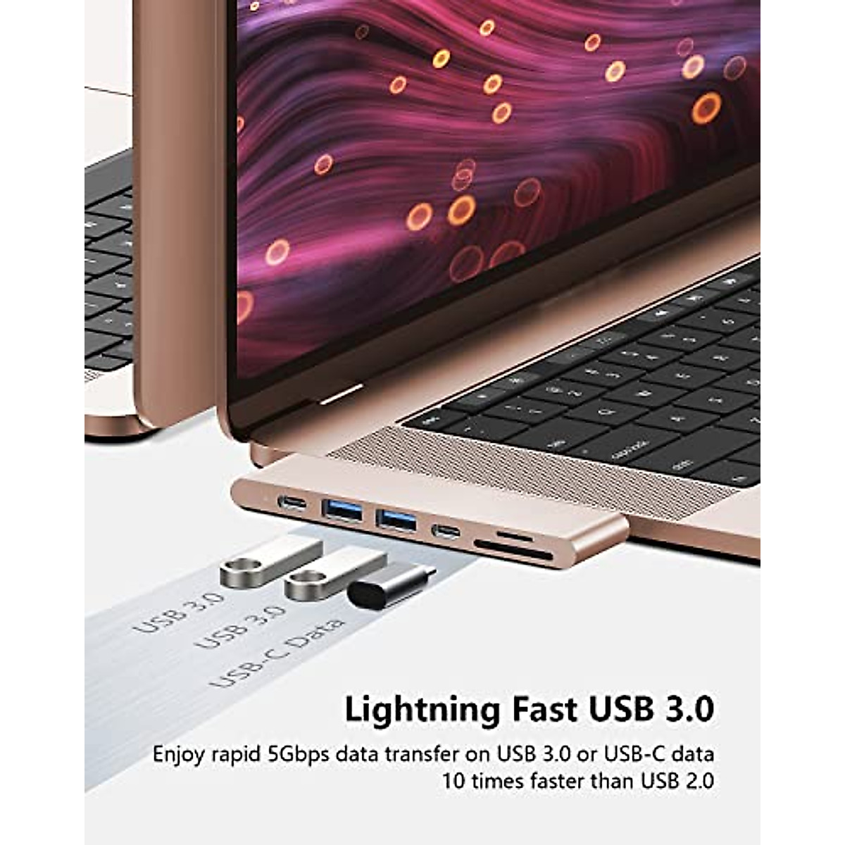 Purgo USB C Hub for MacBook Pro Air 13 15 inch M1 2022/2021-2018, MacBook Adapter with 4K HDMI, 100W PD, 40Gbps TB3 5K@60Hz, USB-C, 2 USB 3.0 and SD/Micro Card Readers