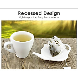DS. DISTINCTIVE STYLE 4 Pieces Teapot Shaped Tea Bag Holder Teabag Coaster Seasoning Dish for Sauce Dessert (White - Ceramic)