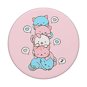 Trans Pride Flag Kawaii Cat Cute Transgender PopSockets Swappable PopGrip