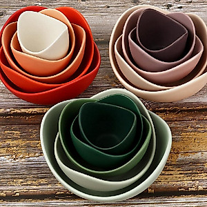 Set of 5 Lotus Ceramic Bowl Set, Decorative Porcelain Bowls Set for Salad, Oatmeal, Pasta, Fruit, Cereal, Soup, Rice, for Home Decor (Mint Green)