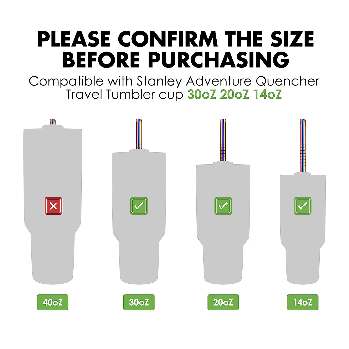 Vzaahu 12-Pack Reusable Stainless Steel Rainbow Metal Straws with Case and Brush - Eco Friendly Long Drinking Straws for 20 24 30oz Yeti Tumblers Mason Jar Dishwasher Safe