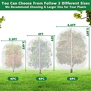 OZMI 4 Pack Garden Plant Fruits Blueberry Bushes Protection Netting Covers Barrier Bags with Metal Zipper & Drawstring, Garden Plant Tree Blueberries Bush Protector Mesh Net Bags(4 x 5 Ft)