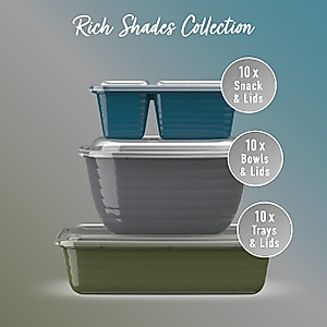 Bentgo® Prep 60-Piece Variety Meal Prep Kit - Reusable Food Containers 1-Compartment Trays, Prep Bowls, & Snack Boxes for Healthy Eating - Microwave, Freezer, & Dishwasher Safe (Rich Shades)