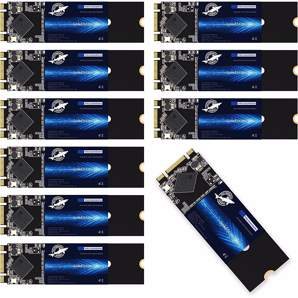 Dogfish SSD SATA M.2 2280 128GB Ngff Internal Solid State Drive High Performance Hard Drive for Desktop Laptop SATA III 6Gb/s (M.2 2280,128GB*10 Pack)