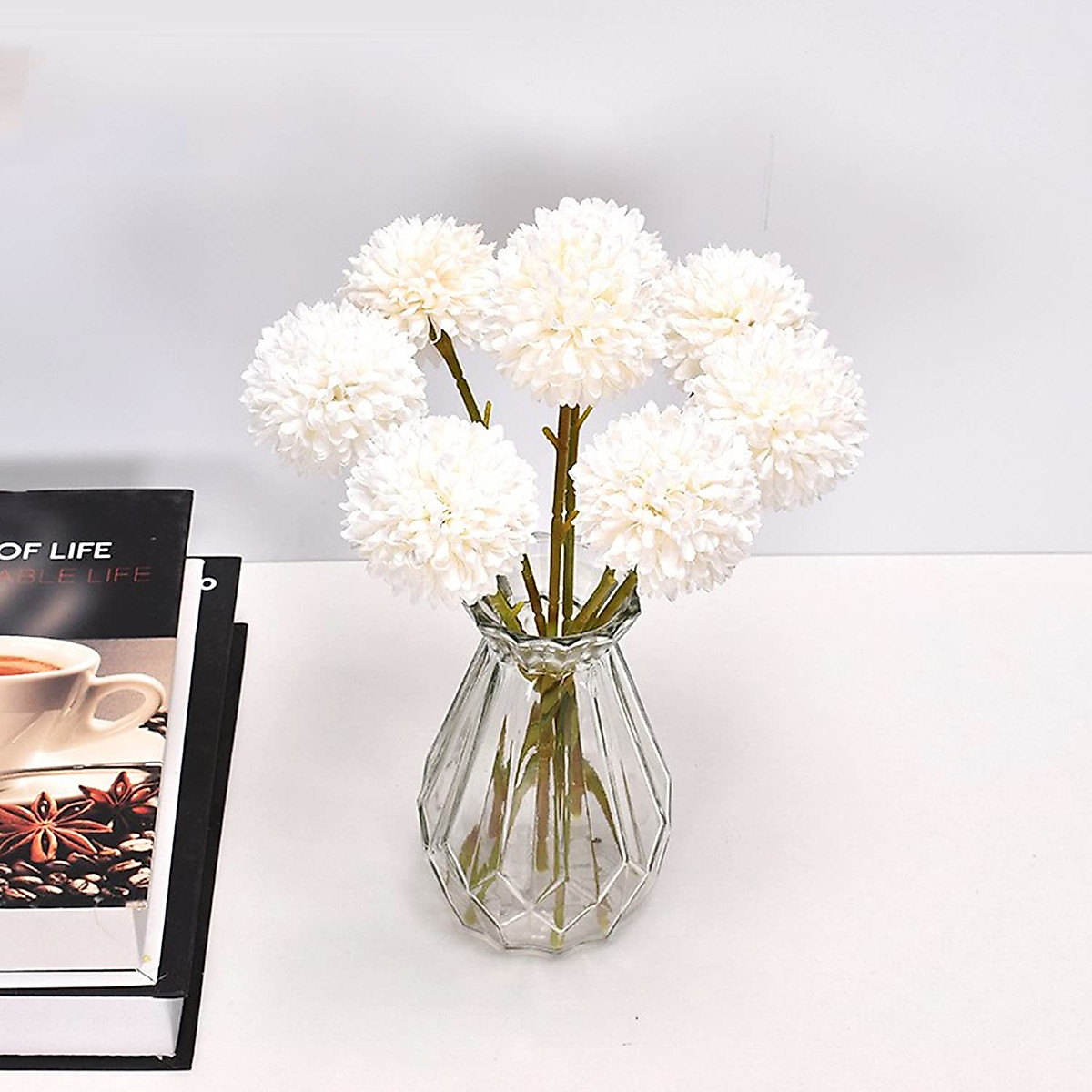 12 Pcs Artificial Flowers Chrysanthemum Ball Flowers Bouquet for Home Garden Party Wedding DecorationChristmas Party Baby Shower Decor Thanksgiving Gift Fake Flowers Silk Artificial Hydrangea