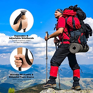 Goplus Trekking Poles, 2 Pack Adjustable Anti-Shock Hiking Walking Climbing Sticks, Lightweight Aluminum 7075 with Carry Bag