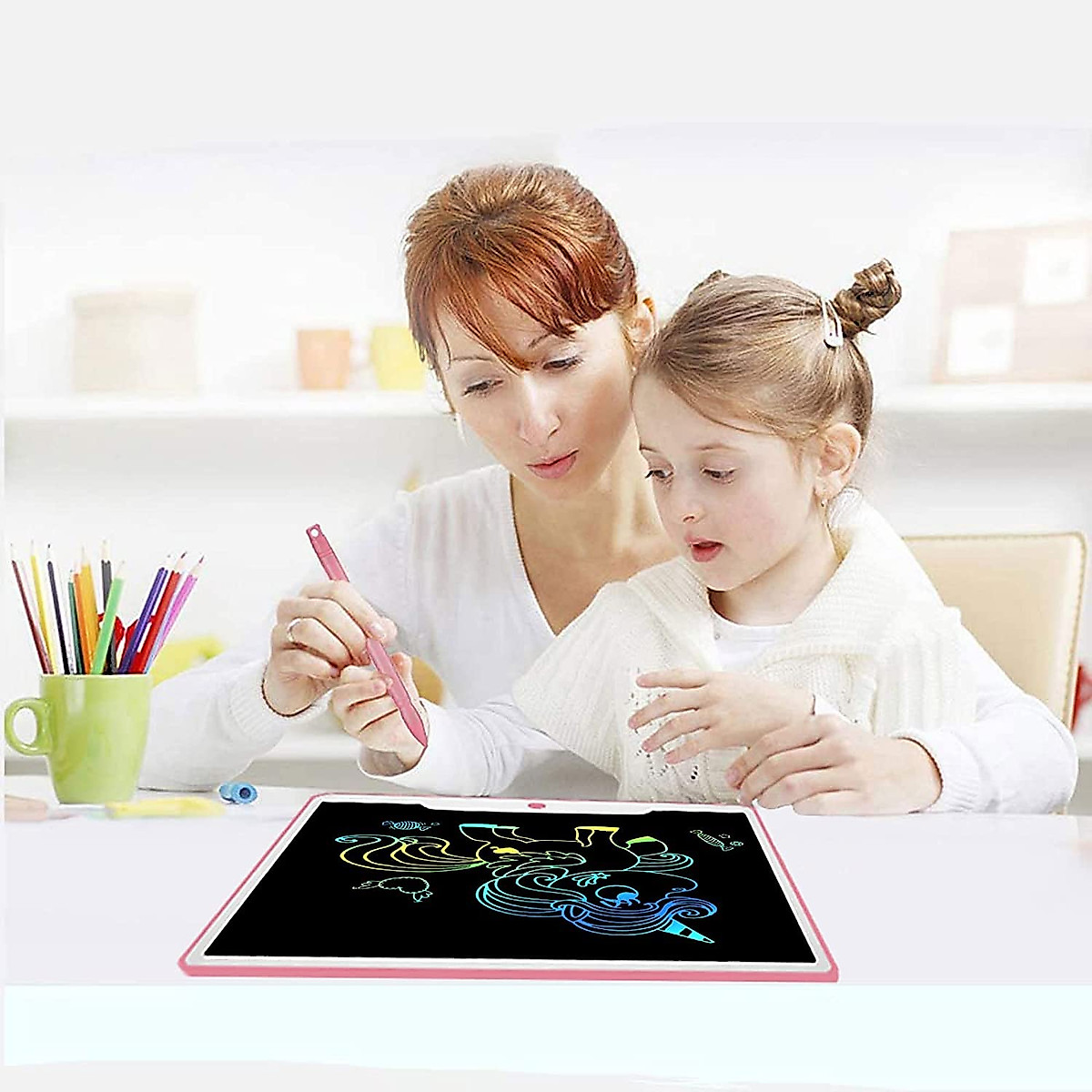 Toddler Toys for 3 4 5 6 7 Year Old Boys Girls Gifts, ScriMemo LCD Writing Tablet 15 Inch Kids Toys Doodle Pad, Reusable Drawing Board for Kids 3 4 5 6 7 8 9 Year Old Boy Girl Birthday Gifts (Pink)