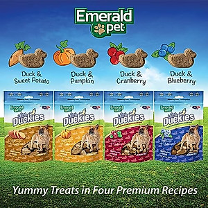 Emerald Pet Little Duckies Crunchy Natural Roasted Duck Dog Treats, Made in USA