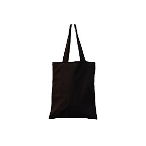 Nuni Unisex DIY Plain Solid Black Canvas Tote Bag, Black/ Zip Closure, Medium