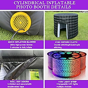 Inflatable Photo Booth Enclosure, 10 * 10 * 9ft Portable 16 Colors Shooting Tent for 360 Photo Booth Machine with 2 Doors, Inner Air Blower, Remote Controll Booth Tent for Wedding Birthday Parties