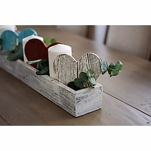 BarnwoodUSA Rustic Centerpiece Barnwood Box | Dining Room Table Decorations for Home Décor | Coffe Table Décor | Planter Box | White Wash | 35.5" L