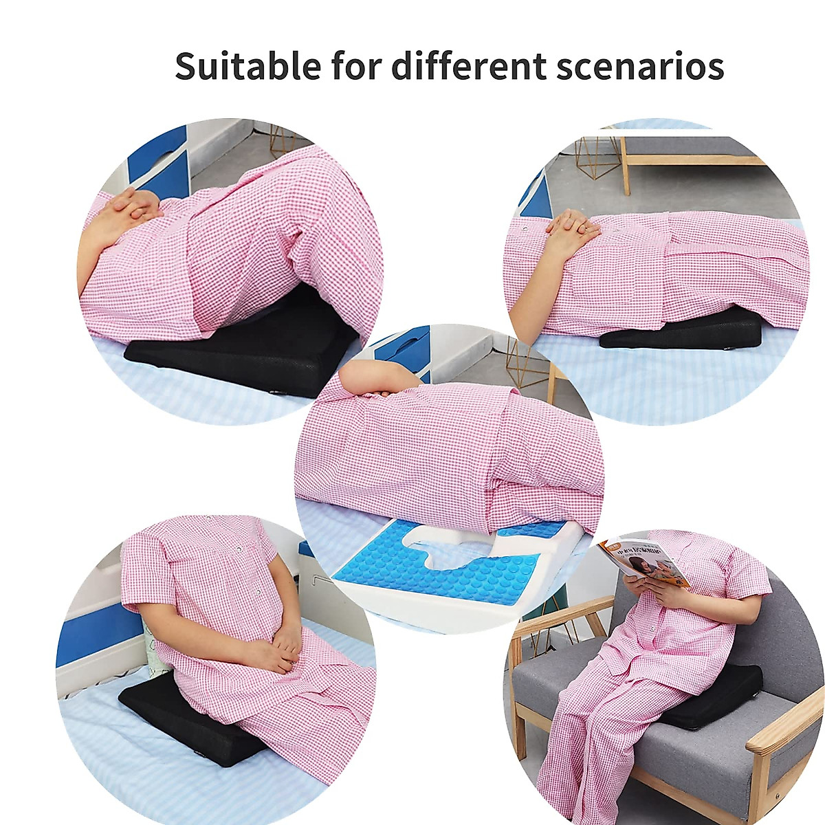 EGEN Gel Memory Foam Seat Cushion Hip Pain, Back Pain Tailbone Coccyx Sciatica Relief, Chair Cushion for Paralysis, Sedentary, Car, Wheelchair,Sciatica Bed Elderly Bedsore (with Black Cover)