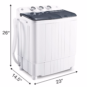 Portable washers 17.6LBS Compact Washing Machine and Spinner Twin Tub Washer and Dryers for Home Apartment Dorms, GREY