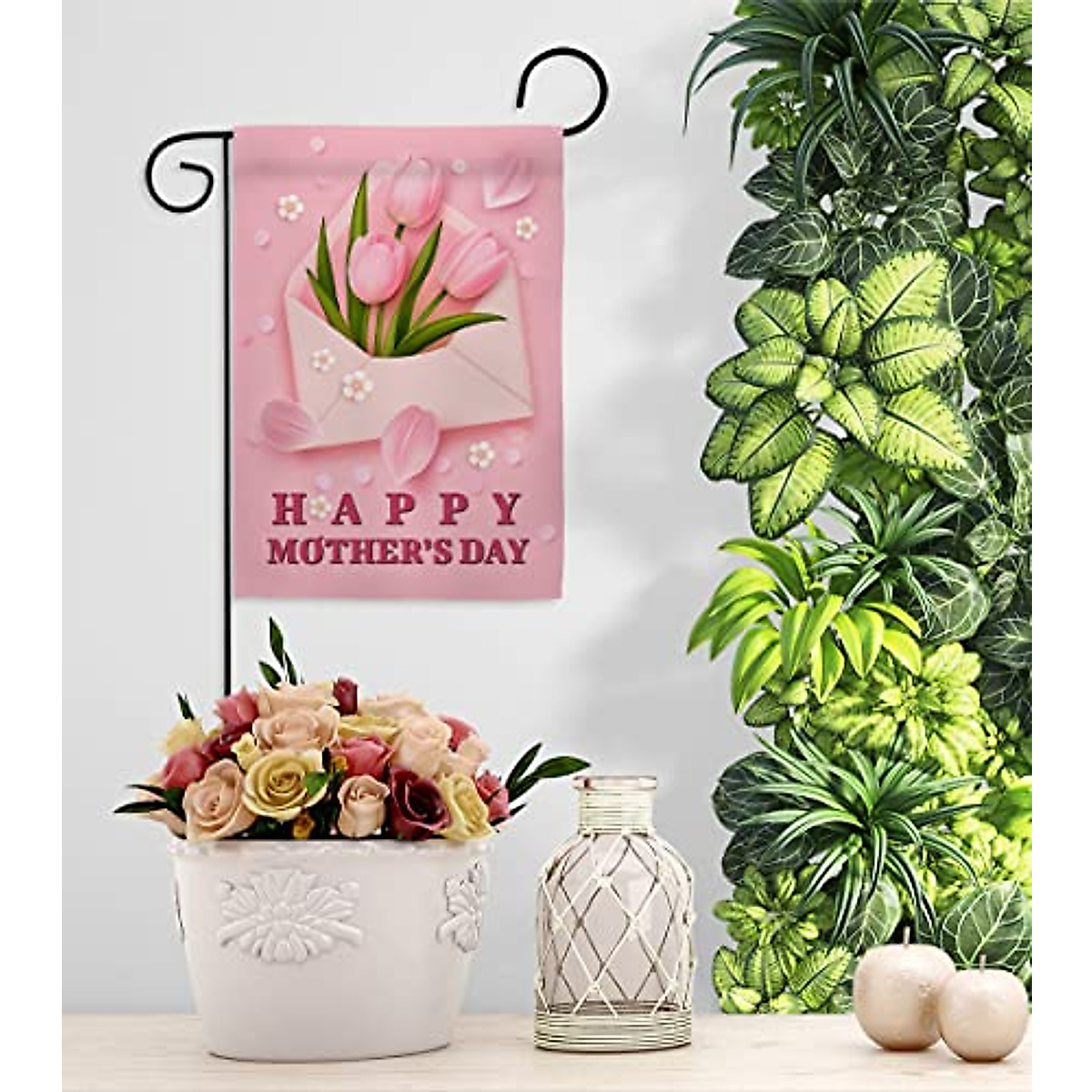 Ornament Collection Mommy Day Mail Garden Flag Set Wood Dowel Family Mother Mom Mama Grandma Love Flowers Parent Sibling Relatives Grandparent House Banner Small Yard Gift Double-Sided, Made in USA