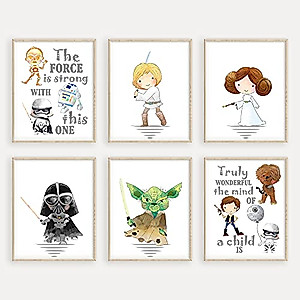 w.o.w.a world of wall art Star Wars Character Poster Collection for Kids' Spaces- 6 Fun and Exciting Posters to Transform Your Child's Room into a Star Wars Haven (8"x10", UNFRAMED)