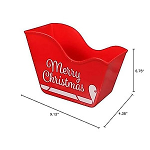 Greenbrier Intl Merry Christmas-Santa's Sleigh Shaped Plastic Bins (2PK)