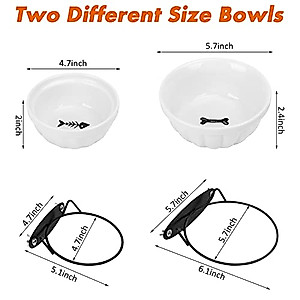 YECERCAN Dog Kennel Water Bowl, 2 Pack Ceramic Hanging Dog Crate Water Bowls No Spill, Removable Thick Tilted Cat Food/Water Bowls for Small Dogs, Cats, Rabbit, Guinea Pigs(5.7 * 2.4&4.7 * 2”)