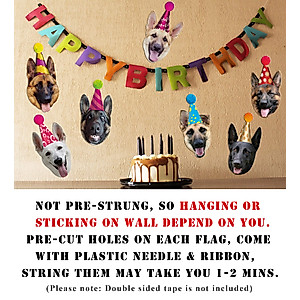 German Shepherd Birthday Garland, Funny Dog Face Portrait Birthday Banner, Bday Bunting Decoration…