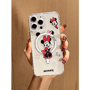 FILOYA Magnetic for iPhone 13 Pro Max Case, Cute Minnie Phone Case Compatible with Magsafe, Slim Thin Shockproof Case for Women-Clear