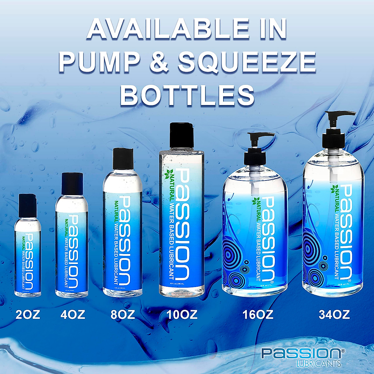 Passion Natural Water-Based Personal Lubricant Twin Pack, Premium, Non-Sticky, Easy-to-Clean Formula for Smooth, Comfortable Use - 34 Fl Oz (Pack of Two)