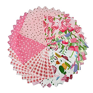 Pink Charm Packs for Quilting 5 inch, Rose Fabric Precut Quilting Fabric Squares 5x5 for Baby Girls 100% Cotton Fabric for Sewing DIY Patchwork (42Pcs)