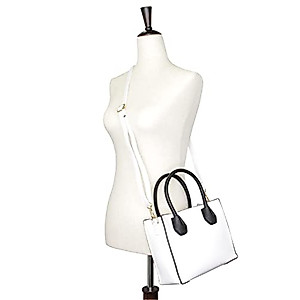 Olivia Miller Women's Fashion Ezra Mini Faux PU Leather, White Crossbody Tote Satchel Bag w Removable n Adjustable Strap Everyday Small Evening Casual Work Purse Handbag