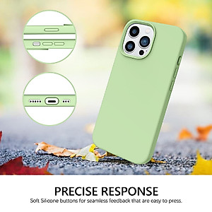 GUAGUA Compatible with iPhone 14 Pro Max Case 6.7 Inch Liquid Silicone Soft Gel Rubber Slim Microfiber Lining Cushion Texture Cover Shockproof Protective Case for iPhone 14 Pro Max, Matcha Green