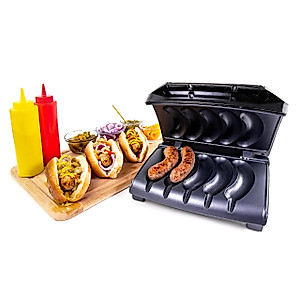 Homecraft Electric Sausage & Brat Grill with Oil Drip Tray, Carry Handle, and Cord Storage, up to 5 Links of Beef, Turkey, Chicken, Veggie Sausages, or Hot Dogs