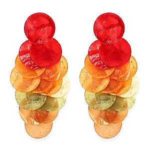 ZMANYIJEW Rainbow Acrylic Tassel Earrings for Women Colorful Leaf Flower Earring Bead Rainbow Earring for Women(B)