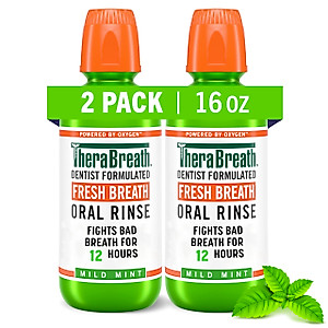 TheraBreath Fresh Breath Dentist Formulated Oral Rinse, Mild Mint, 16 Ounce (Pack of 2)
