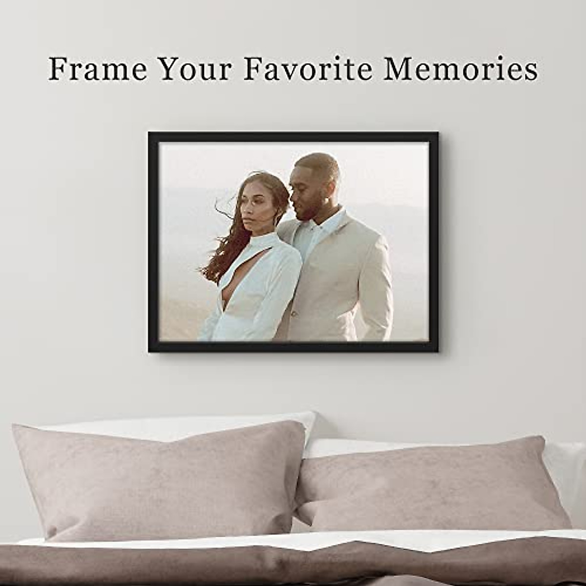 SIGNLEADER Custom Wall Art Gallery Wall Print for Living Room, Bedroom, Office, Nursery, Personalized Photo Prints with Frame, Custom Picture Gifts for Mom, Dad, Couples, Wedding, Family, Baby, Pets - 12"x16" BLACK